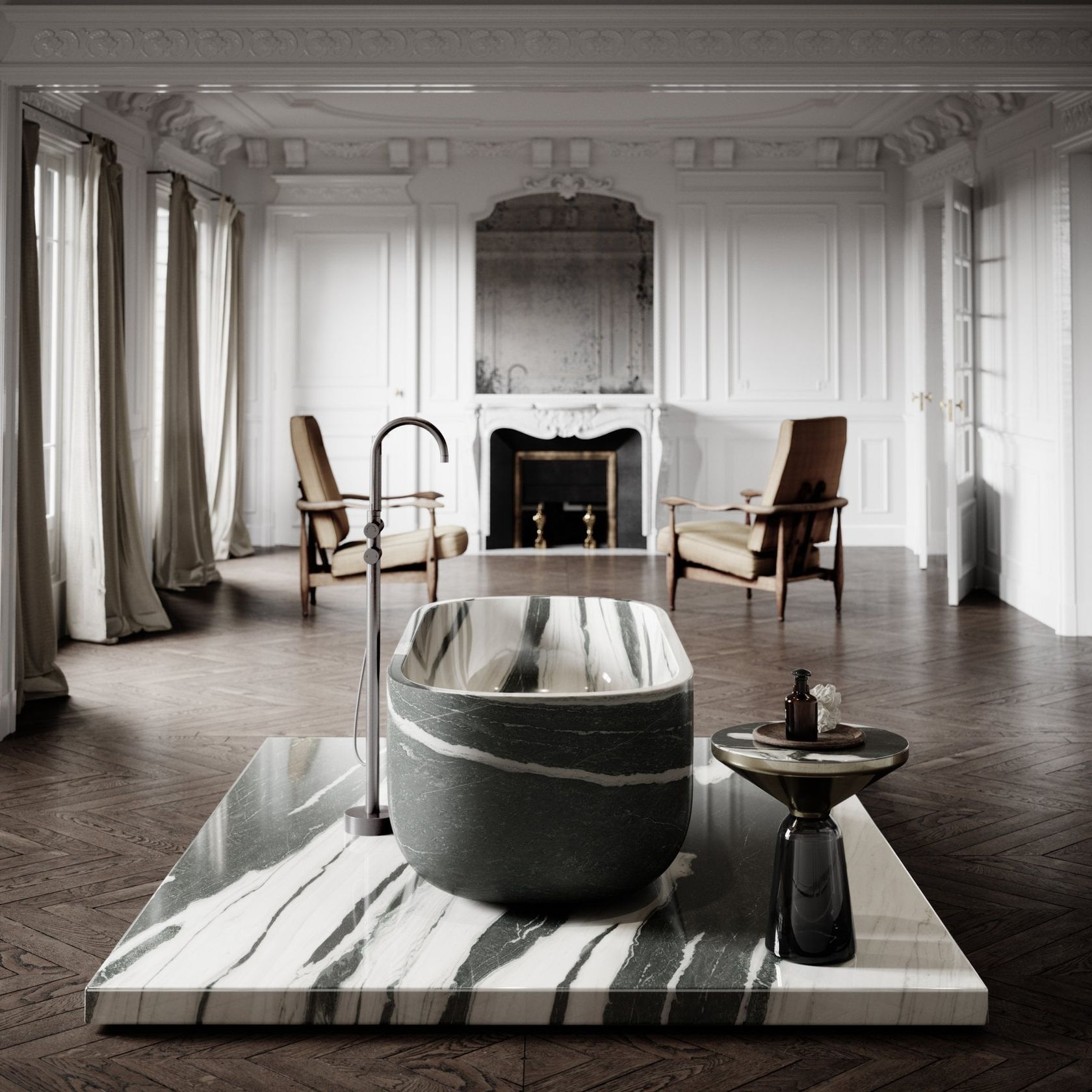 DESIGNO | Marble bathtub Freestanding oval marble bathtub By LUSSO