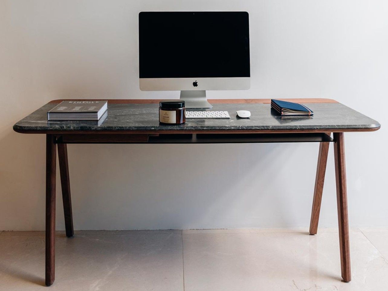DRAFT DESK KUNIS BRESCIA Rectangular desk in wood and marble By Maami ...