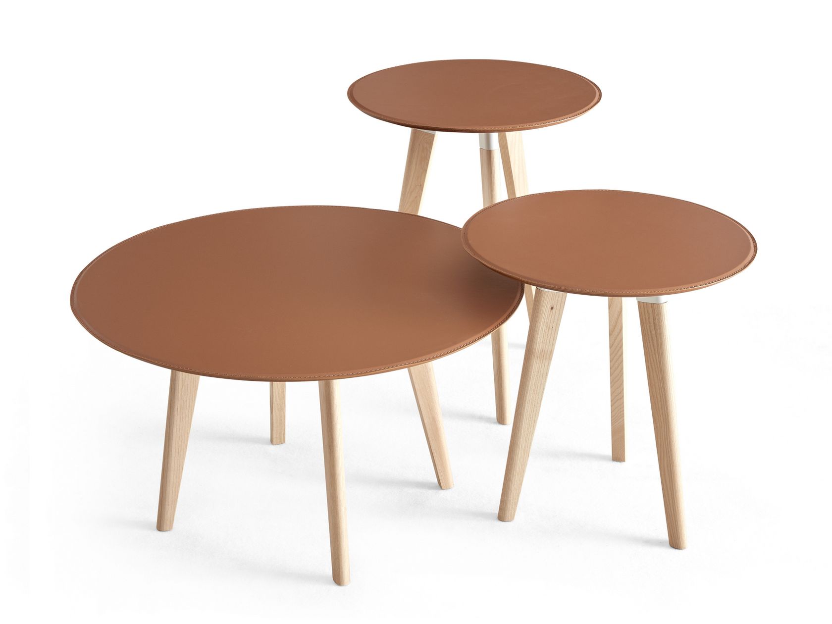 Round leather side table EDGAR | Leather coffee table Edgar Collection ...