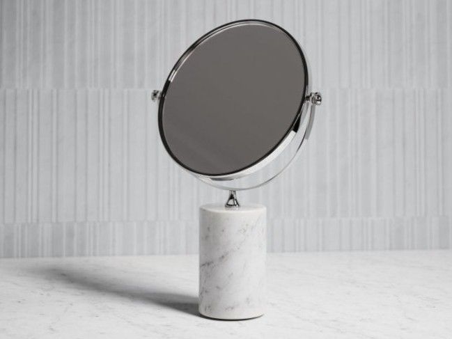 ELERA | Carrara marble mirror Double-sided round Carrara marble mirror ...