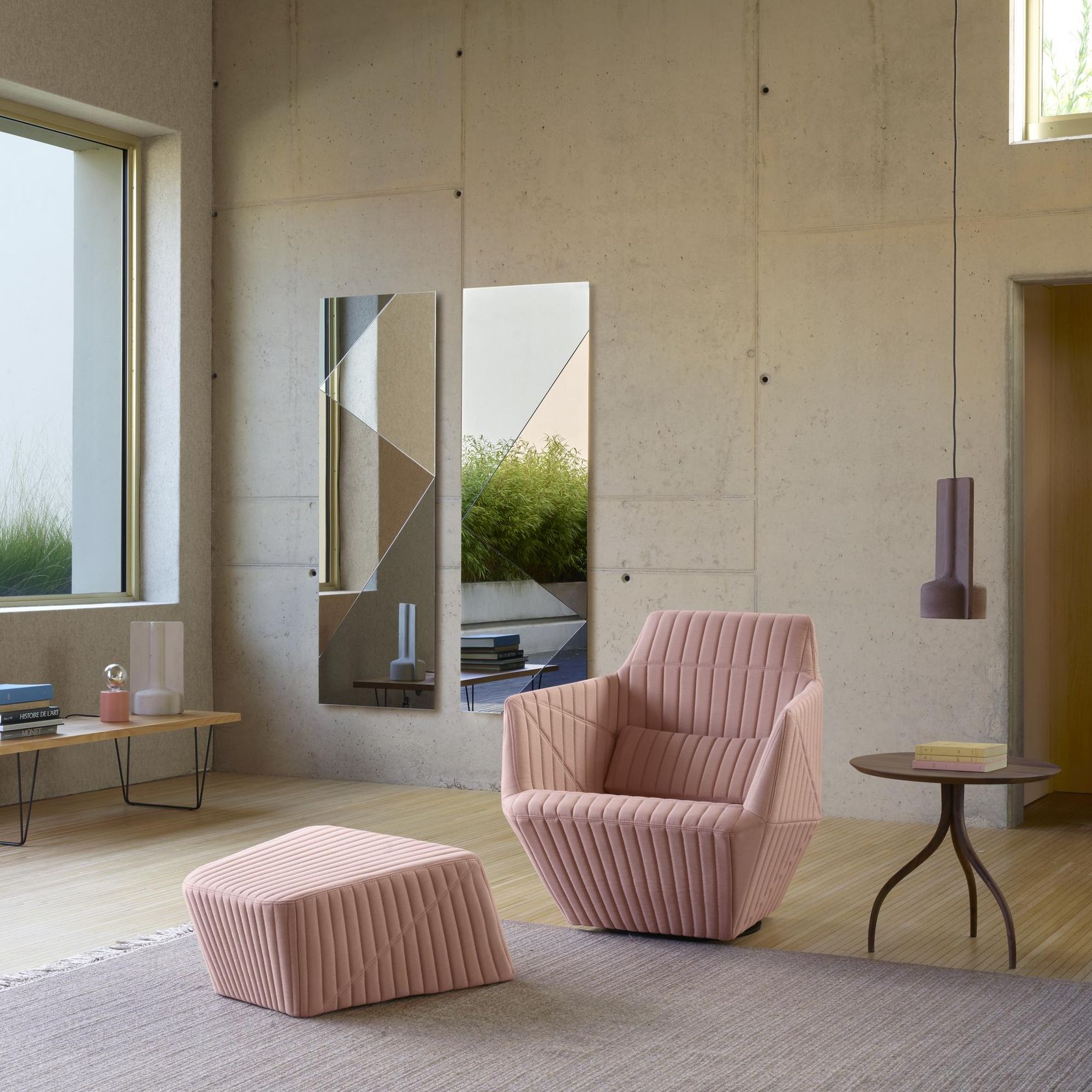 FACETT Swivel fabric armchair with armrests By Ligne Roset | design Ronan & Erwan Bouroullec