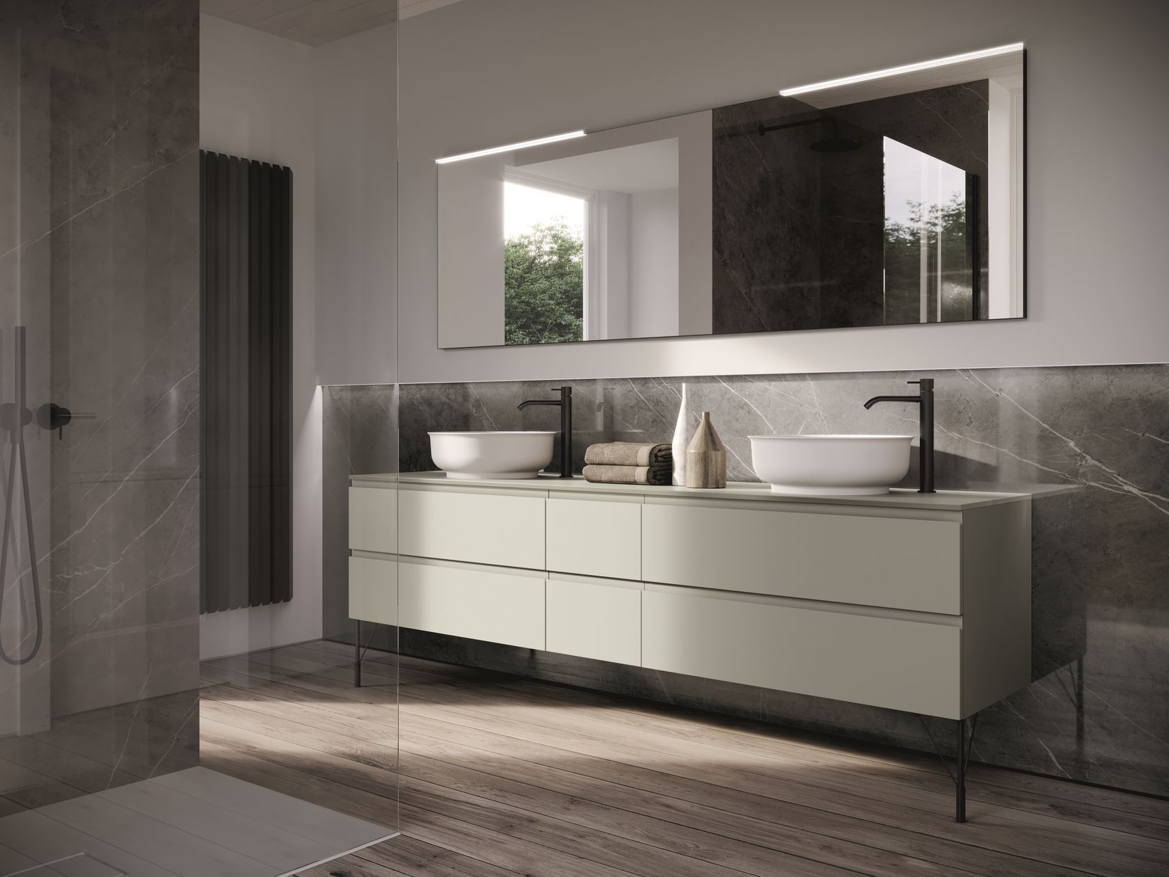 Floor-standing double vanity unit FORM 10 Form Collection By Idea
