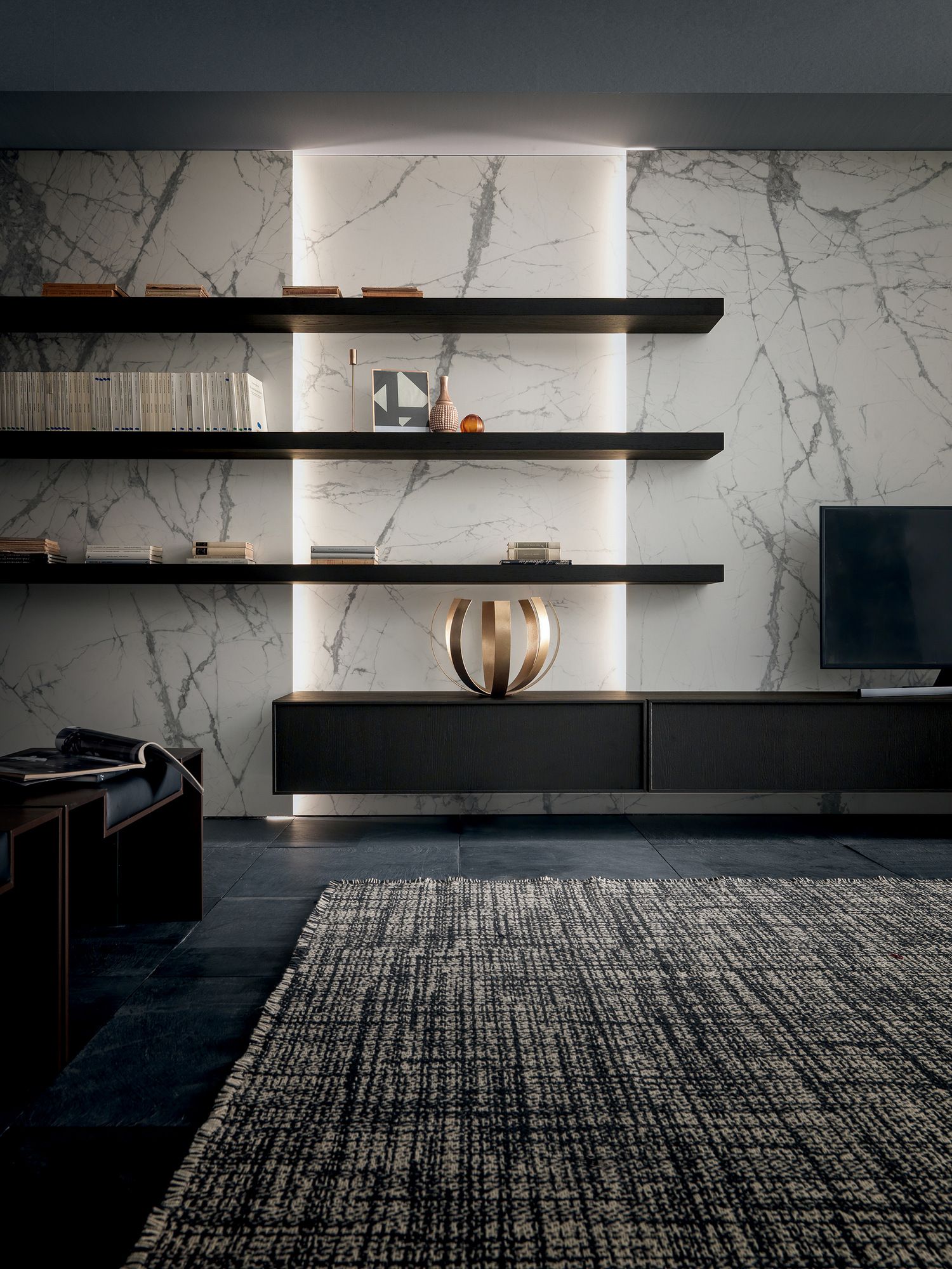 FRAME | Storage wall with integrated lighting Frame Collection By MODULNOVA