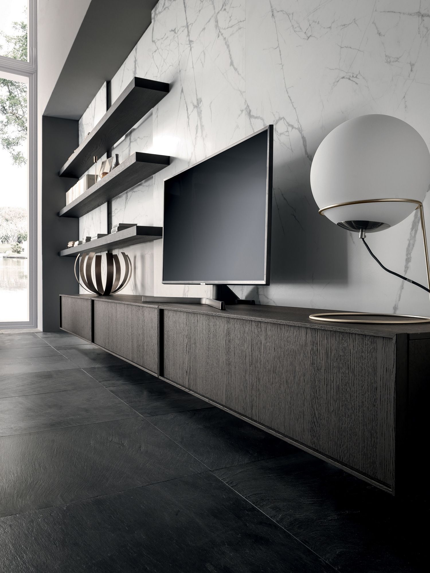 FRAME | Storage wall with integrated lighting Frame Collection By MODULNOVA