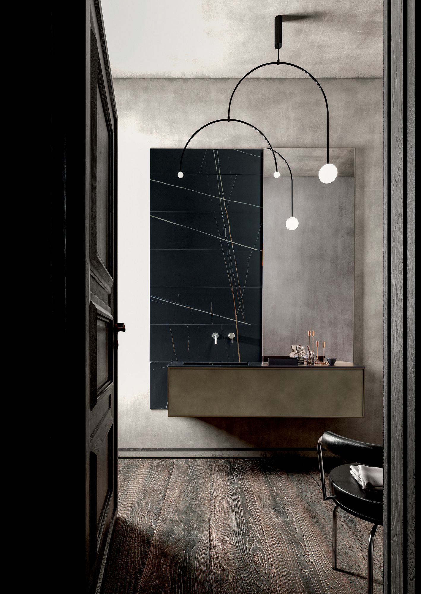 FRAME Single wall-mounted metal vanity unit with mirror By MODULNOVA ...