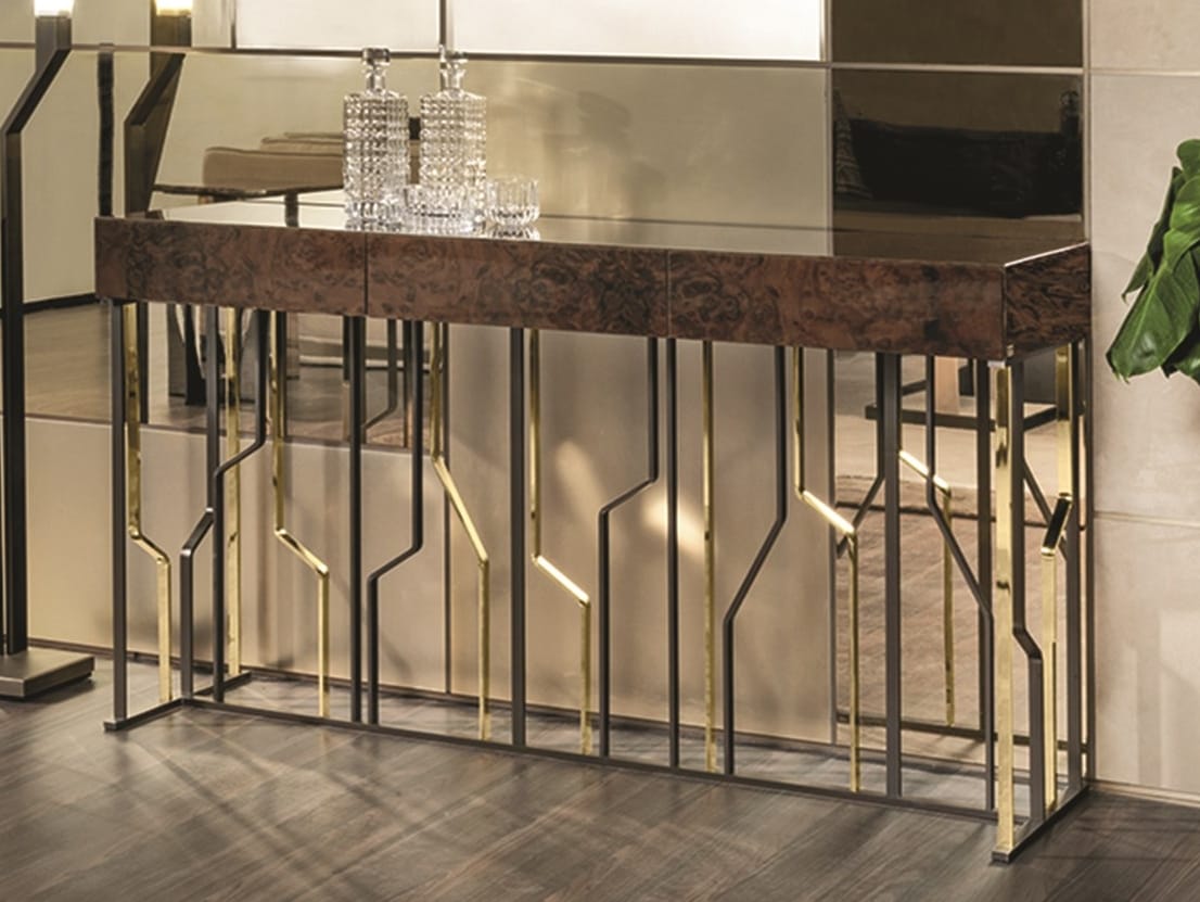 GINZA EVO Rectangular wooden console table with drawers By Longhi ...