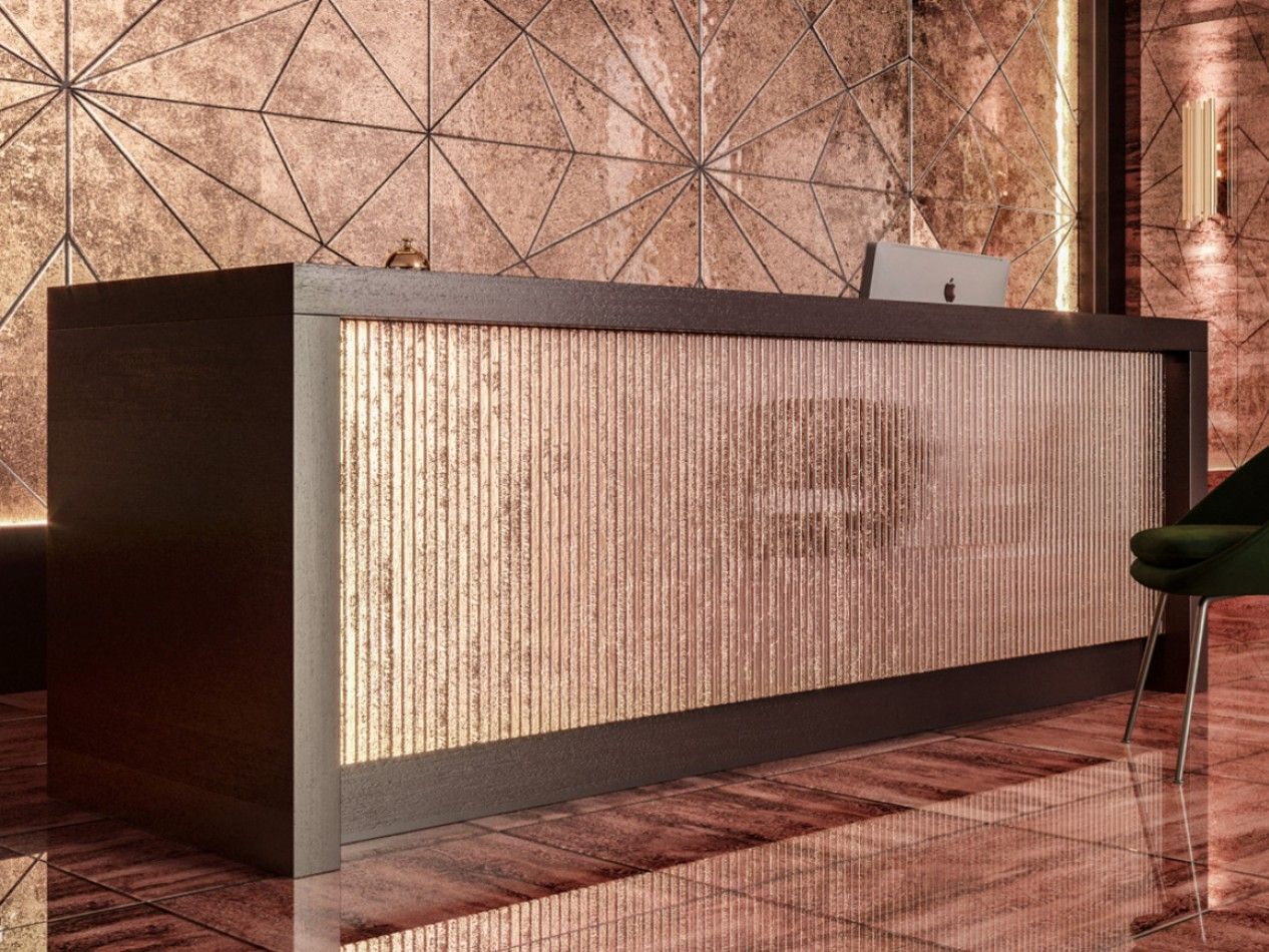 Glass reception desk Glass reception desk By Vetrocolor