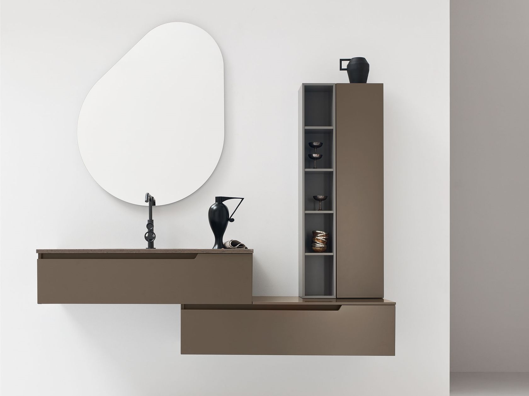 GOLD Sectional wall-mounted wooden vanity unit with drawers By Arcom