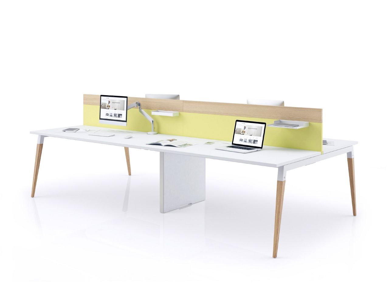 Multiple wooden office desk with desk screens GOOD WOOD | Multiple ...