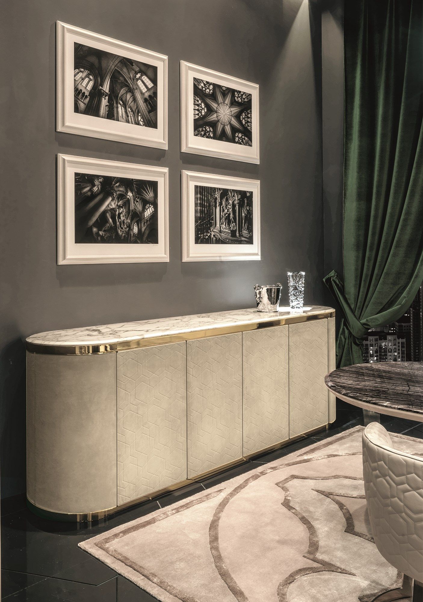 GORDON Leather sideboard with integrated lighting By Longhi | design ...