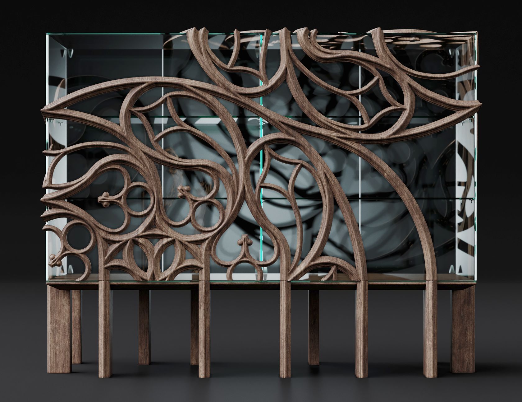 BOFFI EDIZIONI Crystal cabinet with oak wood decoration By Fratelli ...