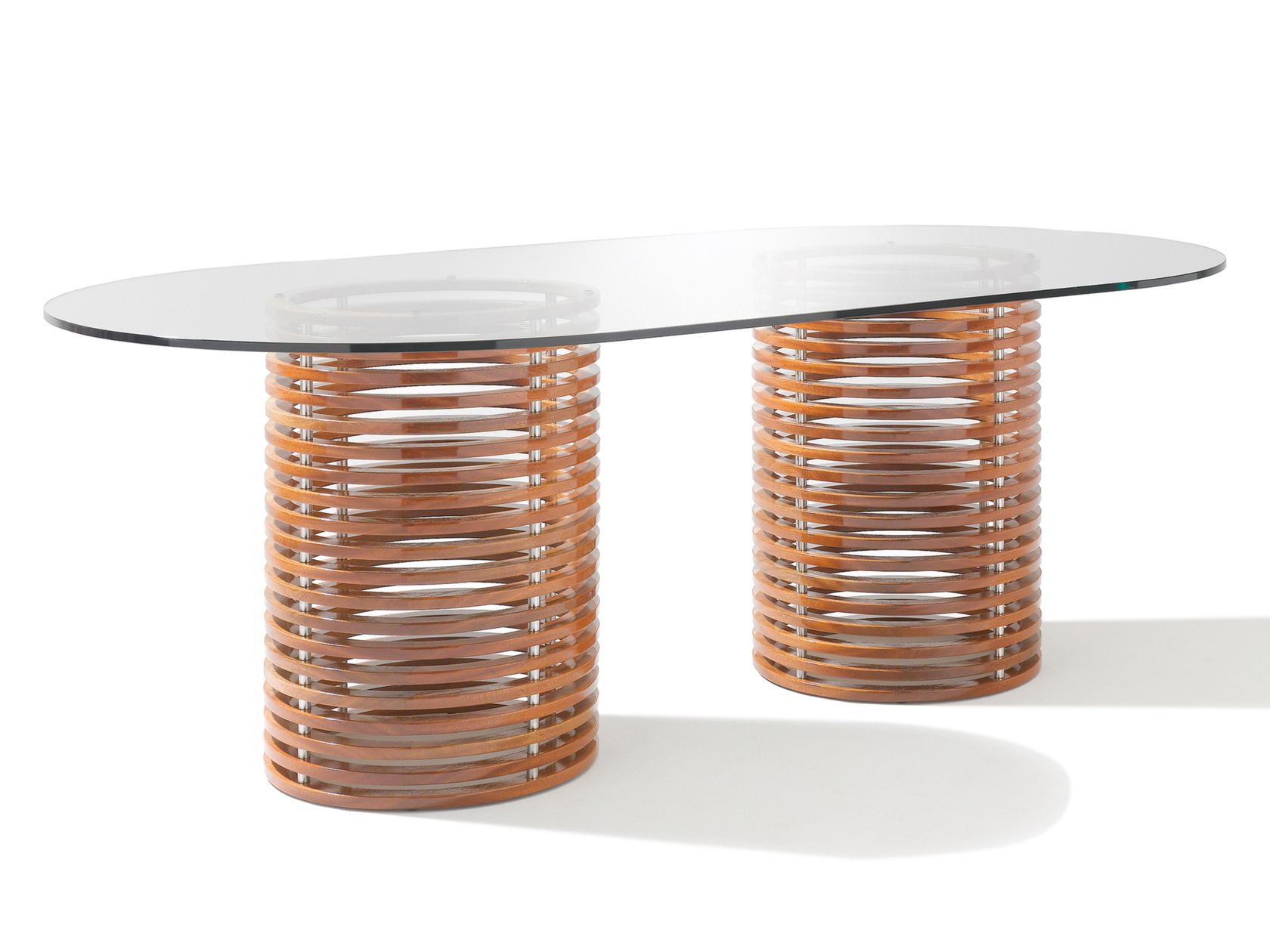 Oval mahogany and tempered glass table GRAND ISOLA Seóra Collection By ...