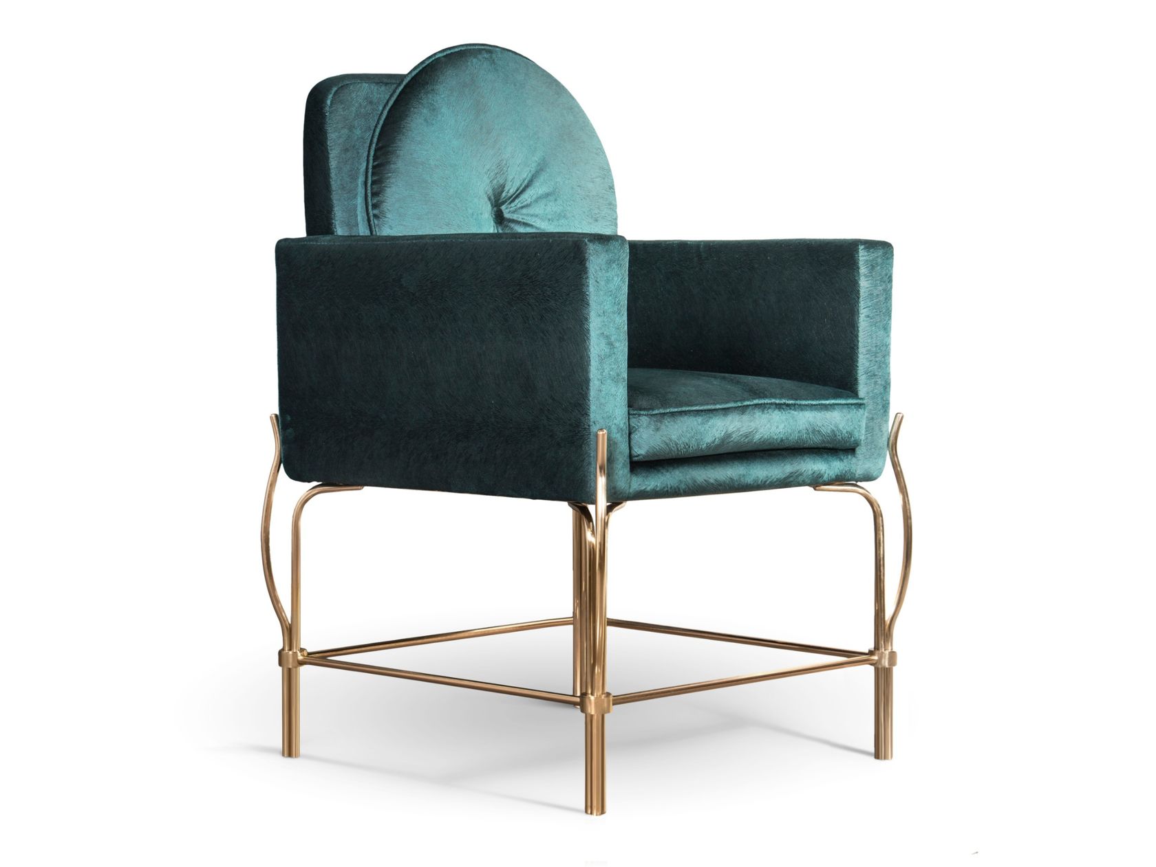 Upholstered velvet chair with armrests HEMMA By KOKET
