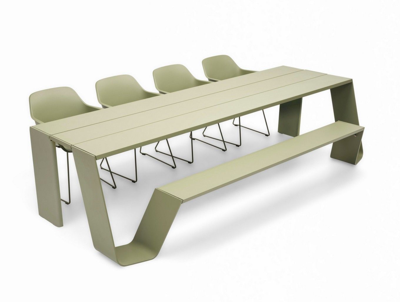 HOPPER COMBO AA Powder coated aluminium picnic table with integrated ...