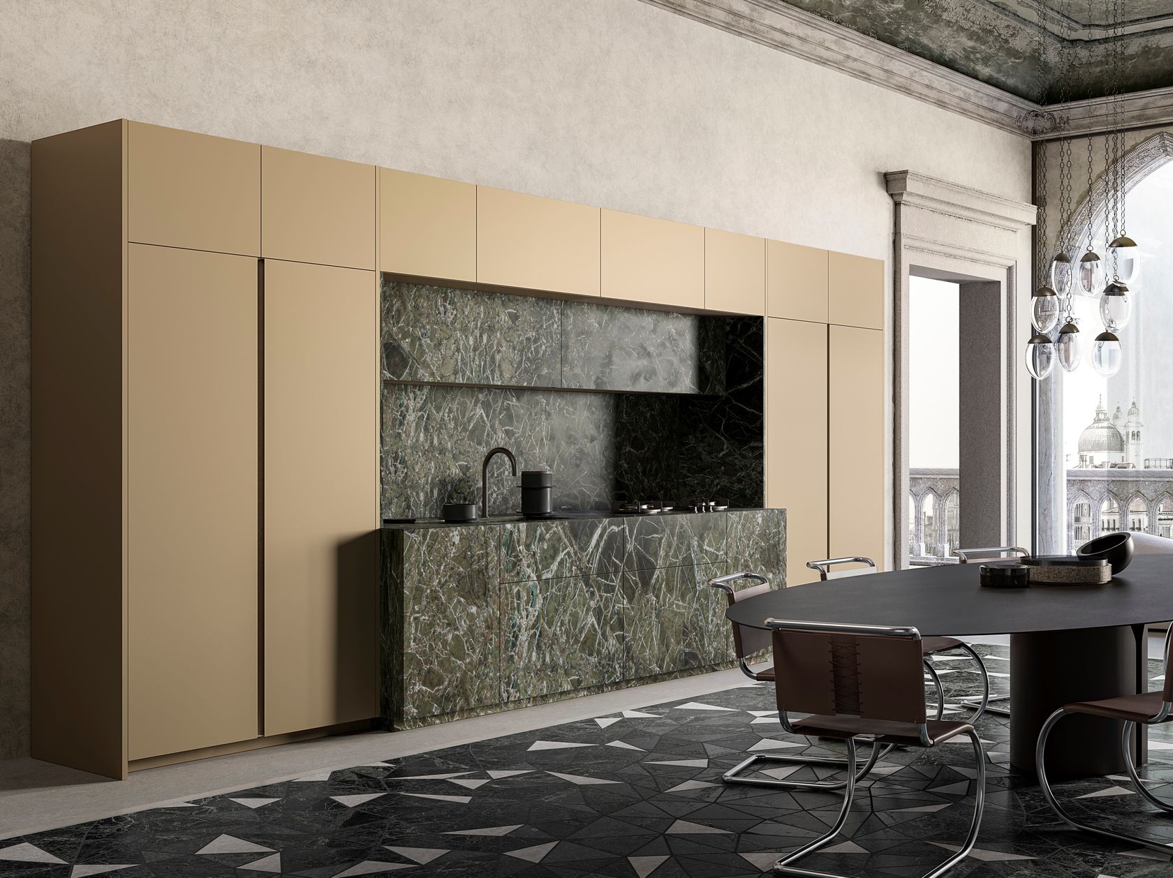 HT50 Linear fitted kitchen By Rossana | design Massimo Castagna