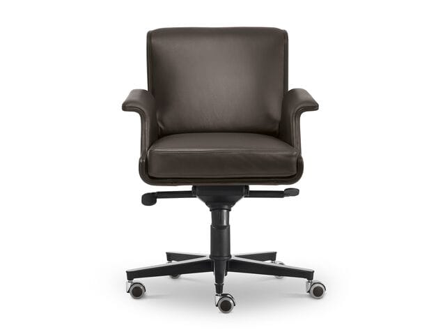 GARBO Swivel leather and wood executive chair with armrests By i 4 Mariani | design Umberto Asnago