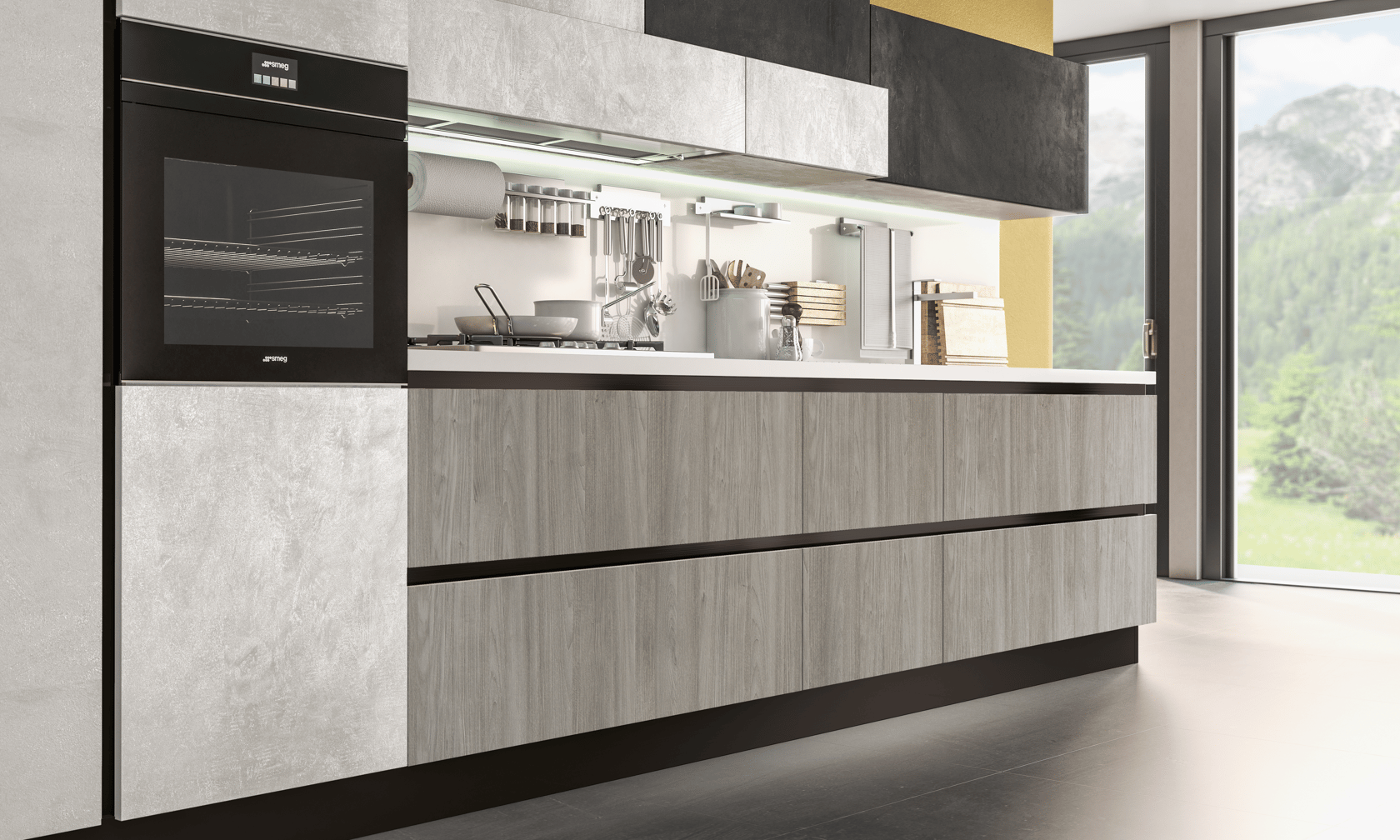 Lacquered linear fitted kitchen IMMAGINA PLUS NECK 2 Immagina Plus ...