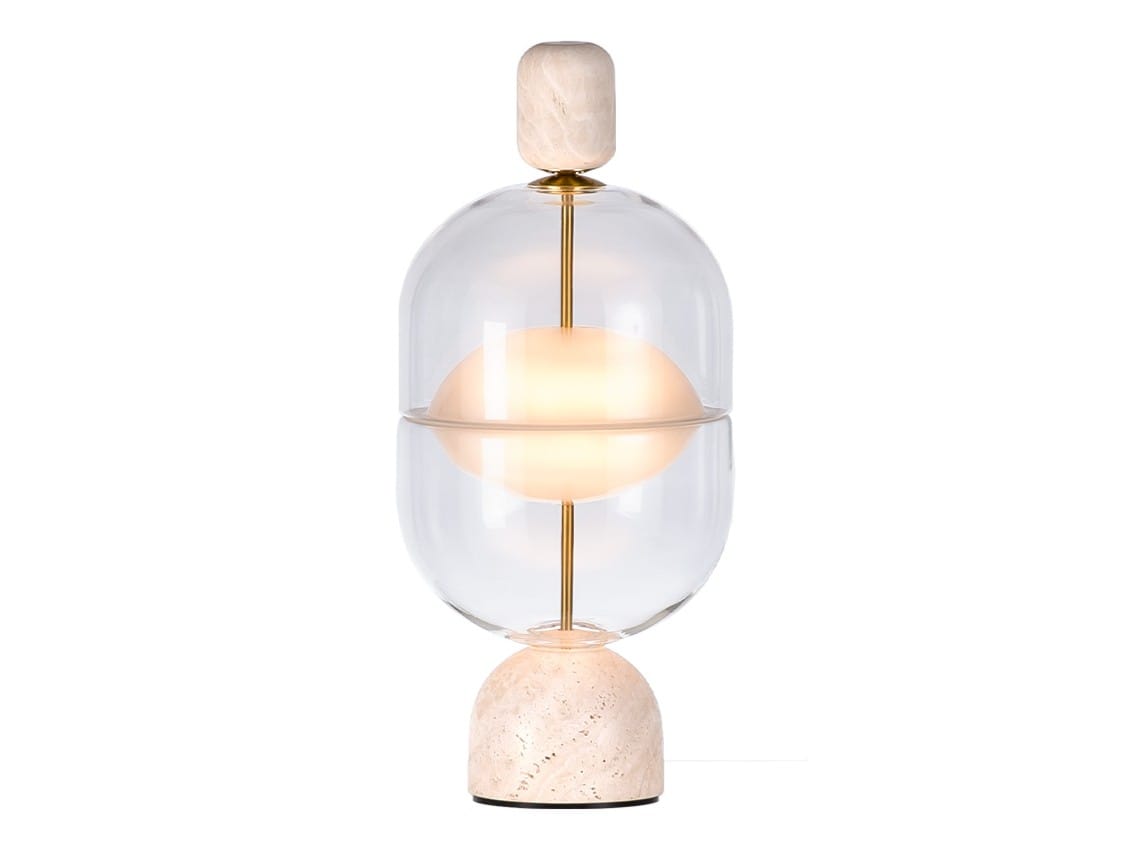 INDRE LED natural stone and hand-blown glass table lamp By Rakumba