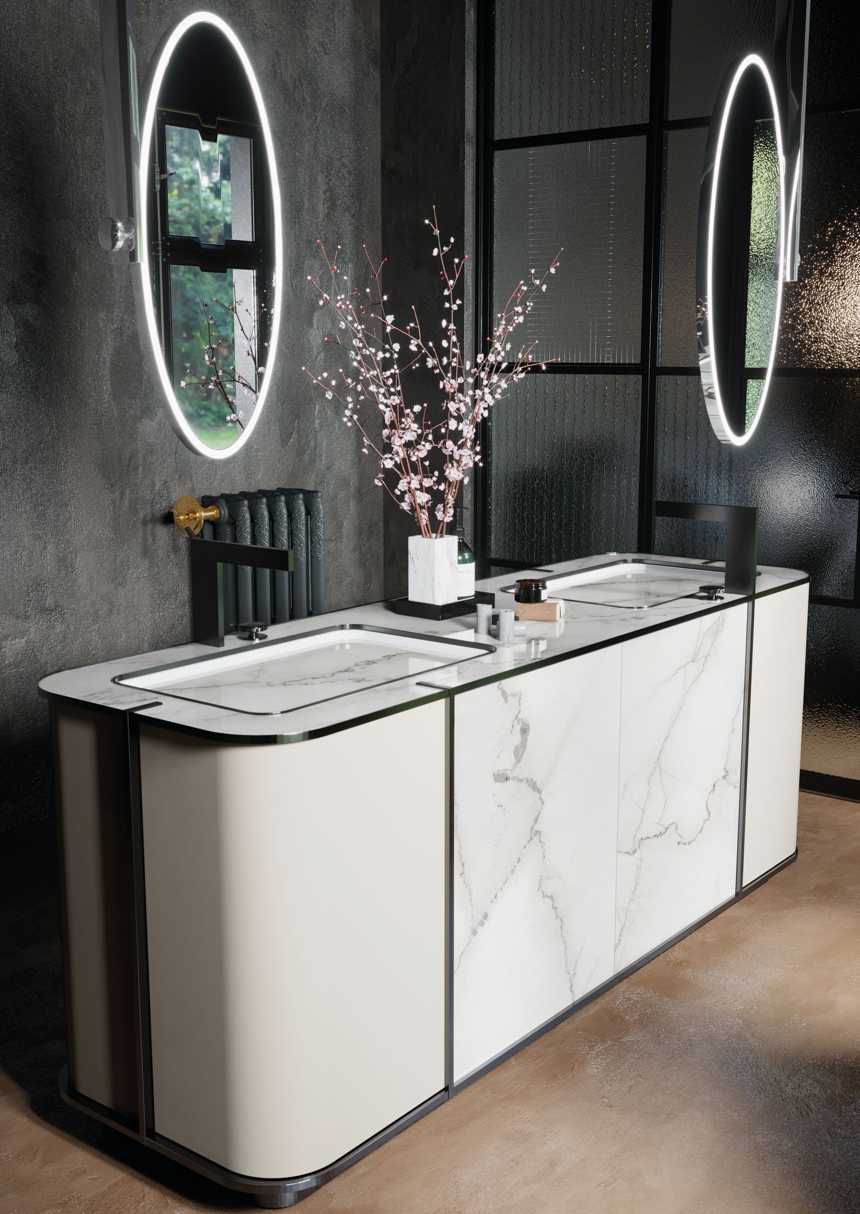 Double vanity unit with integrated washbasin INSPIRATION DOUBLE ...