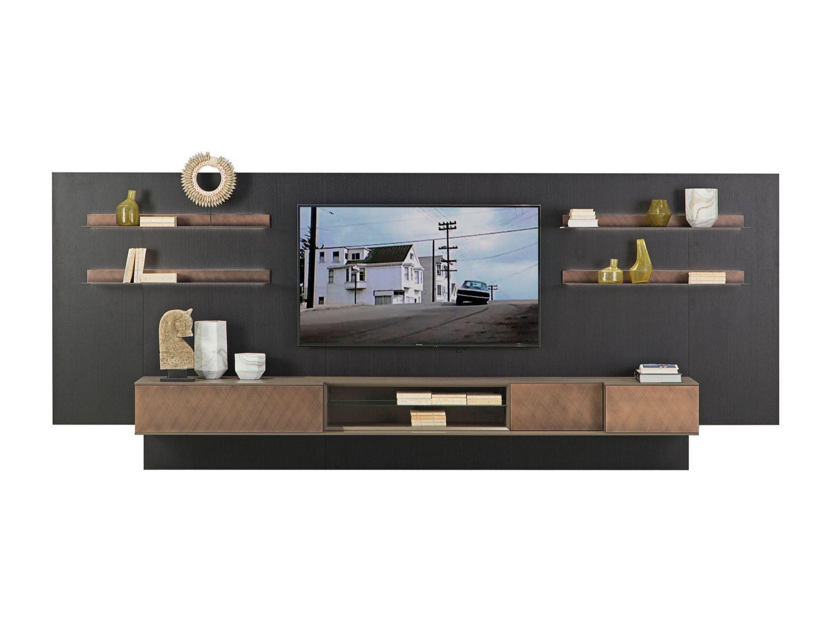 INTRALATINA 2019.04.A Sectional wall-mounted TV wall system By Roche Bobois