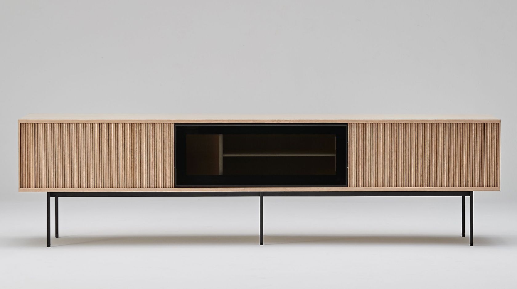 JABARA AV BOARD Wood and glass sideboard with folding doors By Ritzwell ...