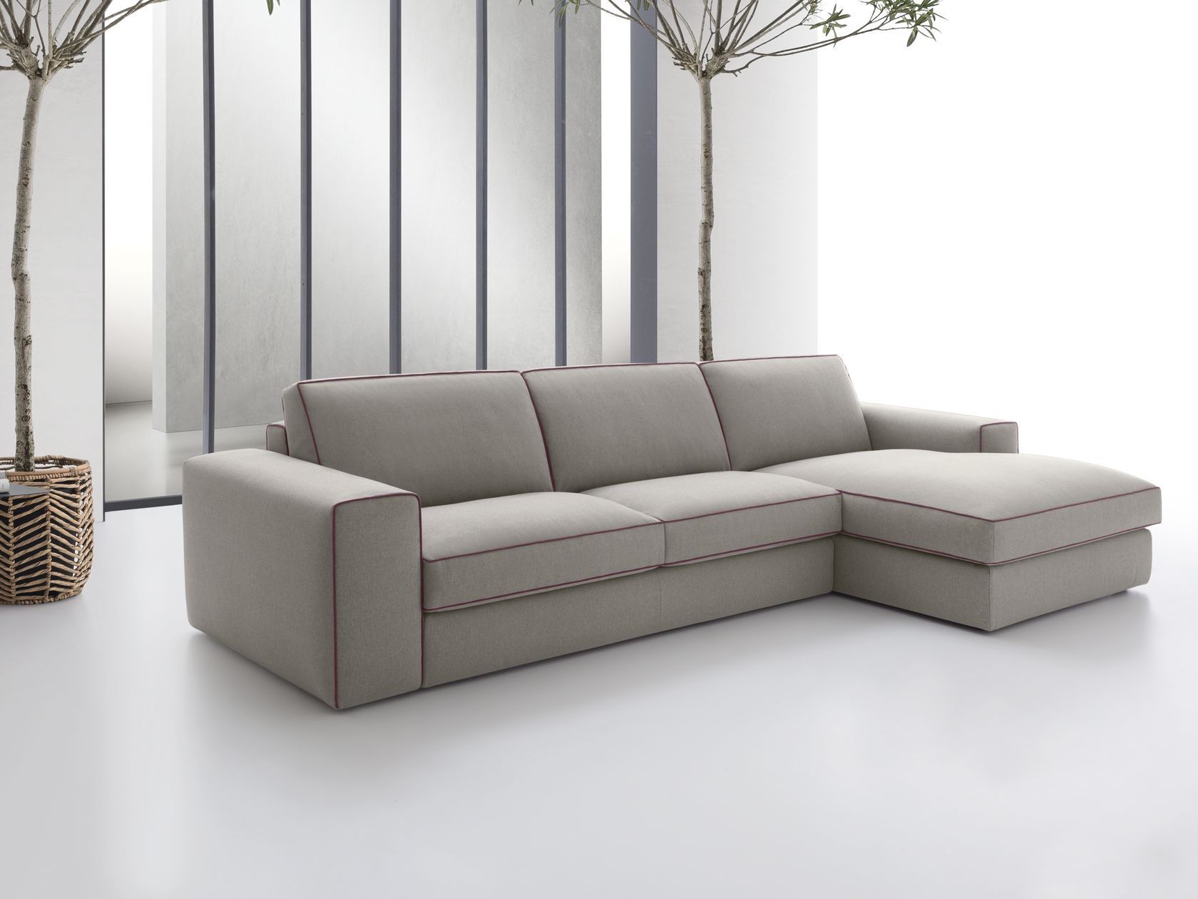 4 seater fabric sofa with chaise longue JUSTIN | Sofa with chaise ...