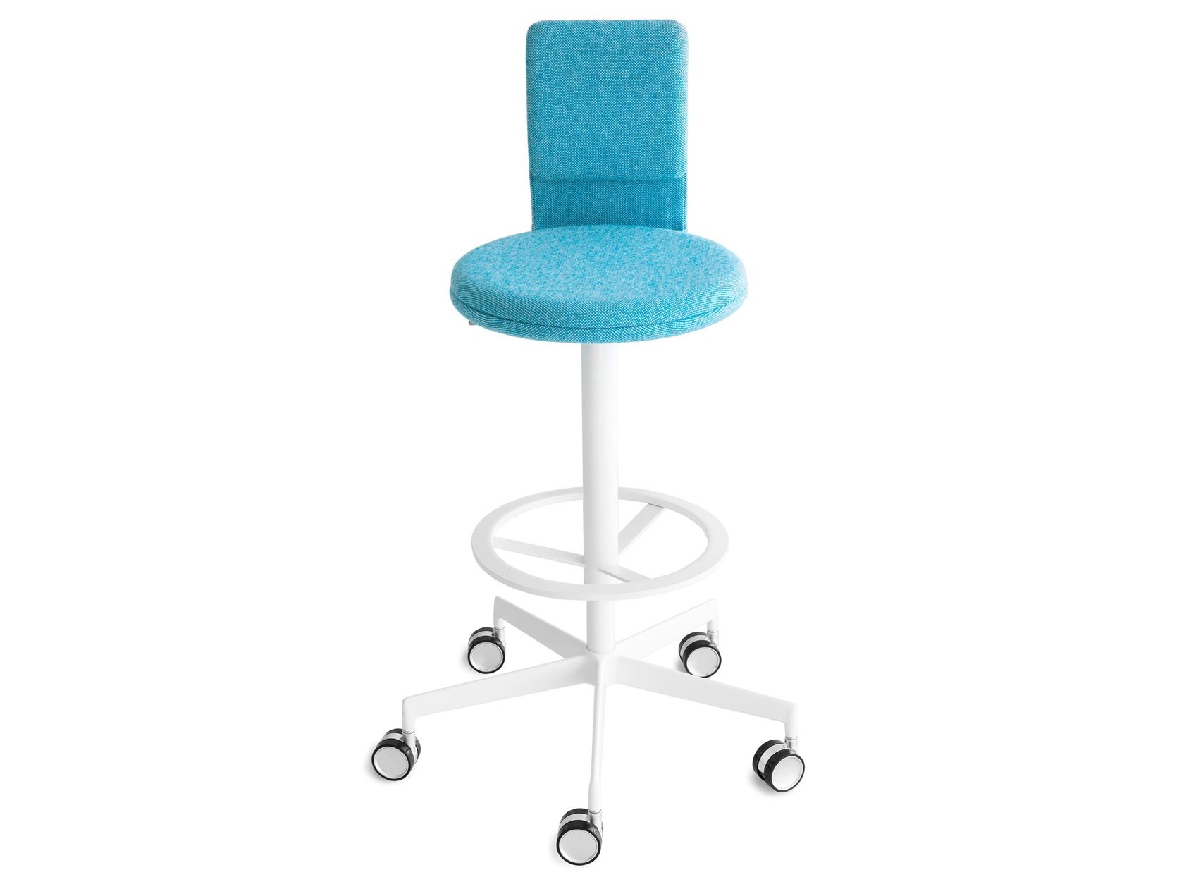 Height-adjustable fabric stool with castors with back LAB | Stool with ...