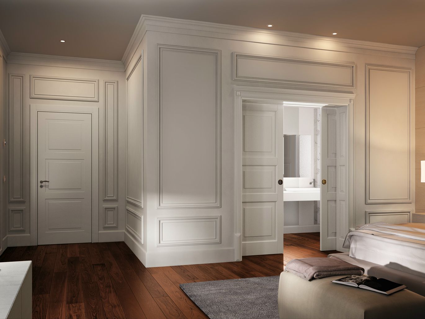 Wooden boiserie LACQUERED ROUTING Panelled boiserie Collection By GAROFOLI