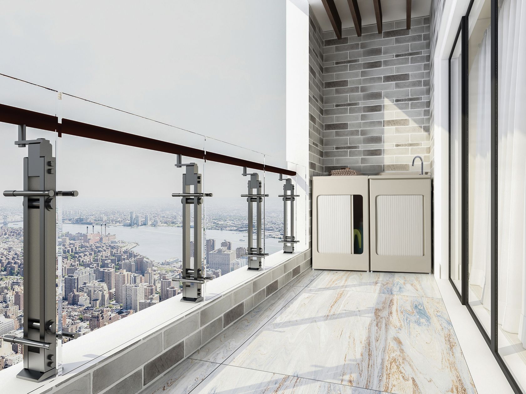 LAVACRIL Outdoor ABS laundry room cabinet with tambour doors By COLAVENE