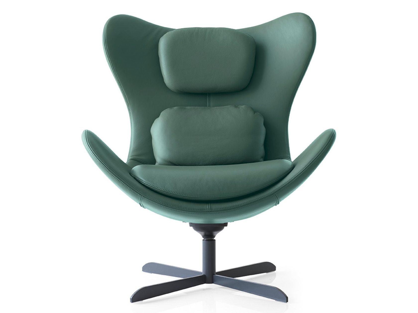 LAZY Fabric armchair with headrest with 4-spoke base By Calligaris
