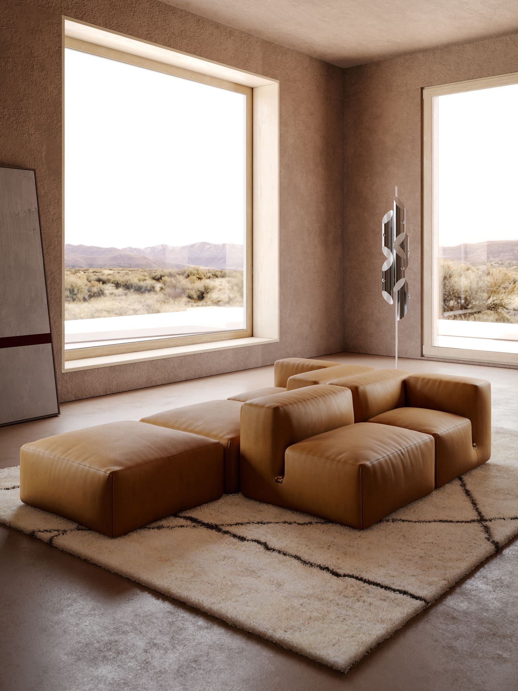 LE MURA Modular leather sofa By Tacchini | design Mario Bellini