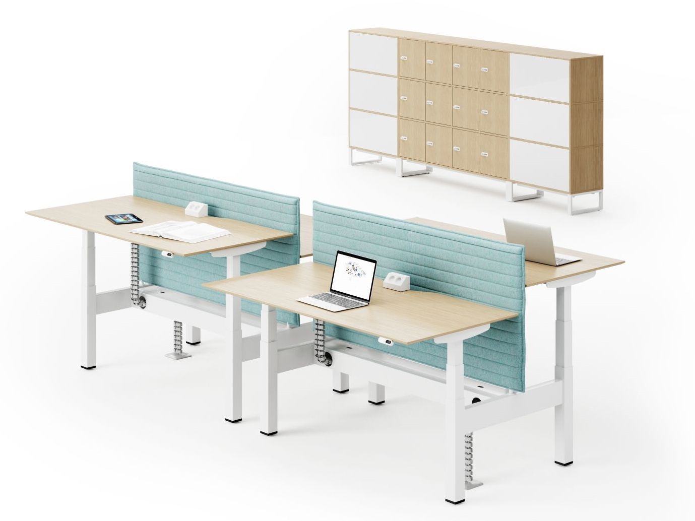 Height-adjustable office desk with sound absorbing screens LIFT DUO ...