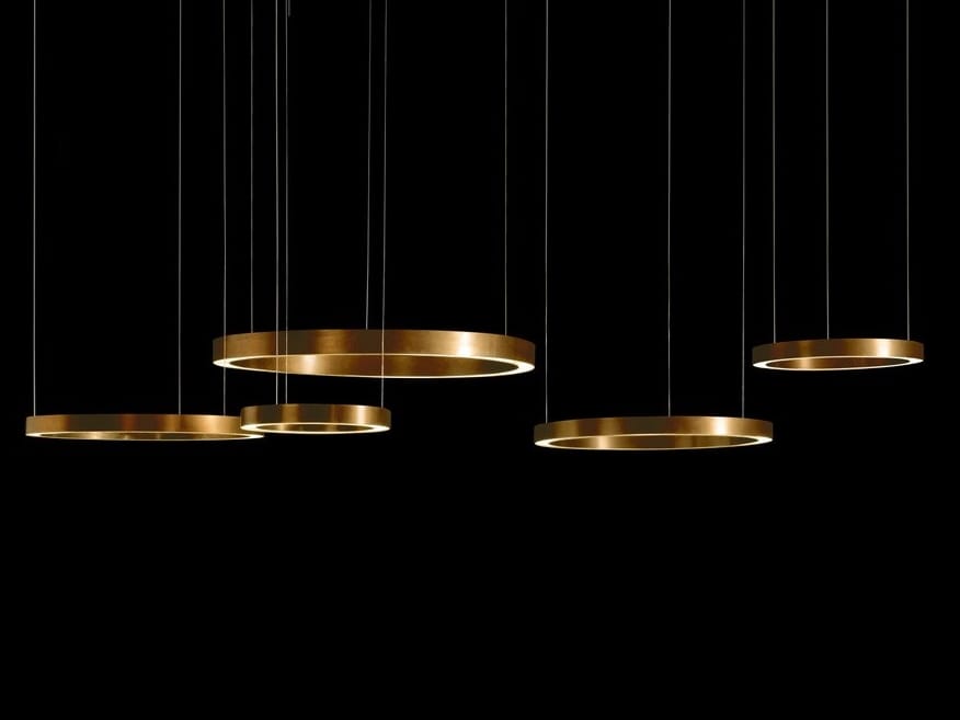 LIGHT RINGS HORIZONTAL POLYGONAL LED brass pendant lamp By Henge ...