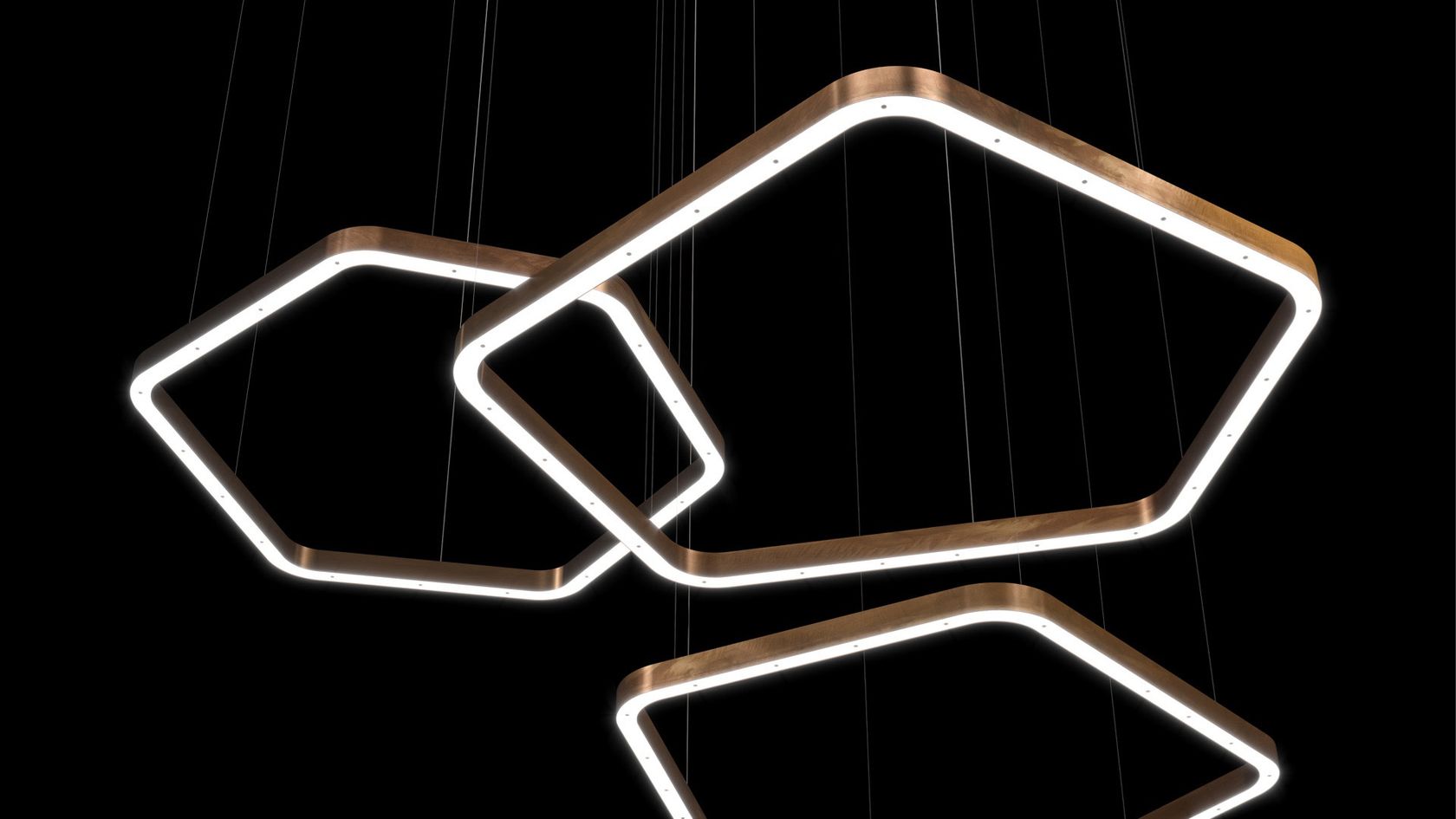 LIGHT RINGS HORIZONTAL POLYGONAL LED brass pendant lamp By Henge ...