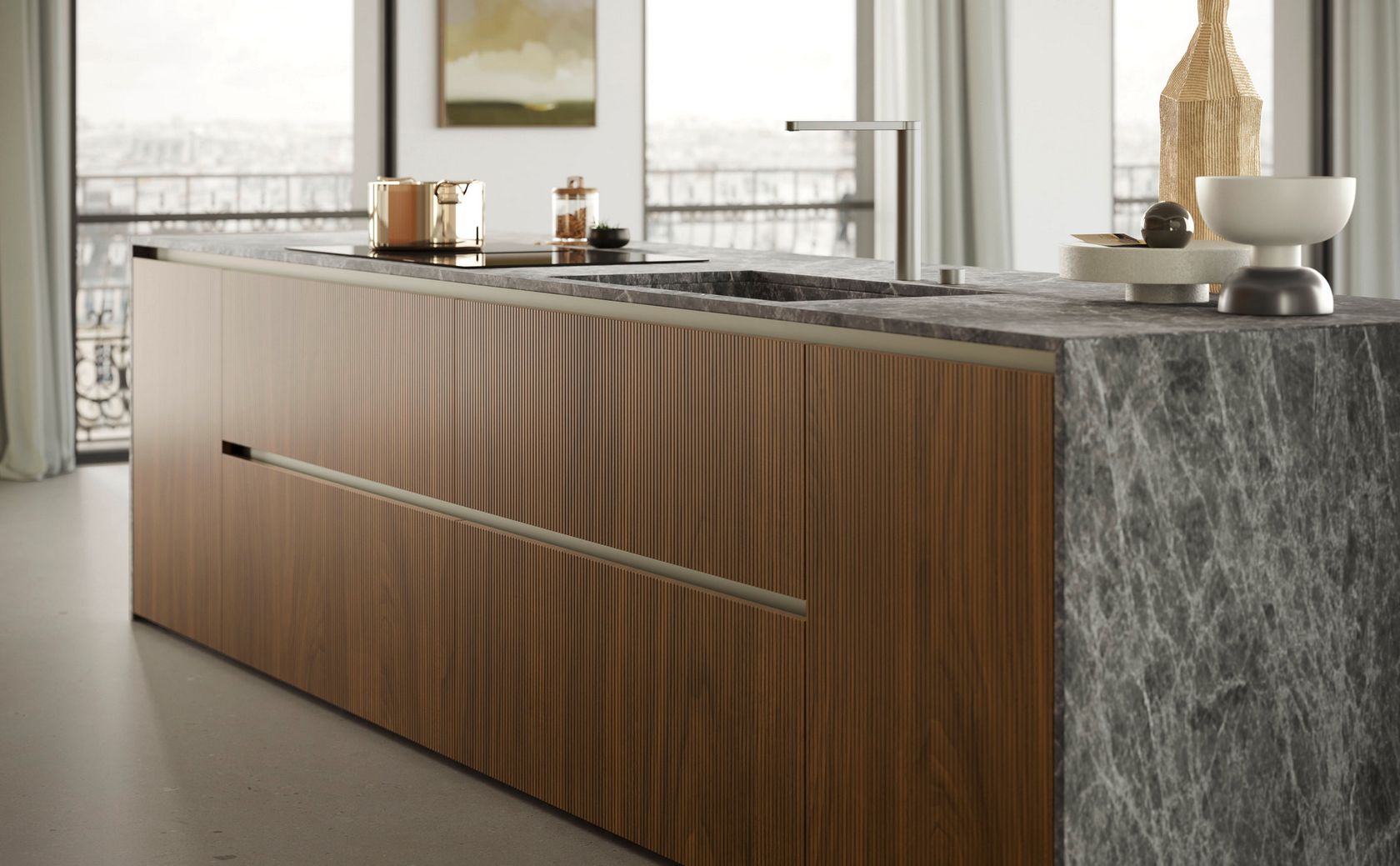 LINEA LUXE kitchen with island By Composit