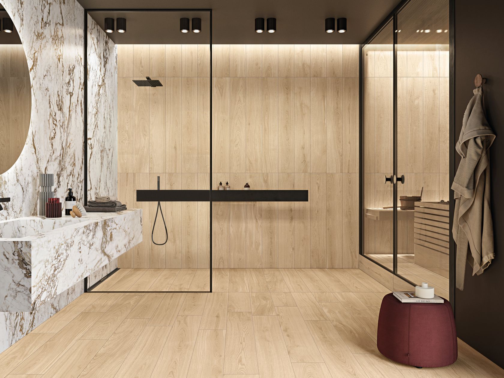 Porcelain stoneware wall/floor tiles with wood effect LINEO SAND Lineo ...