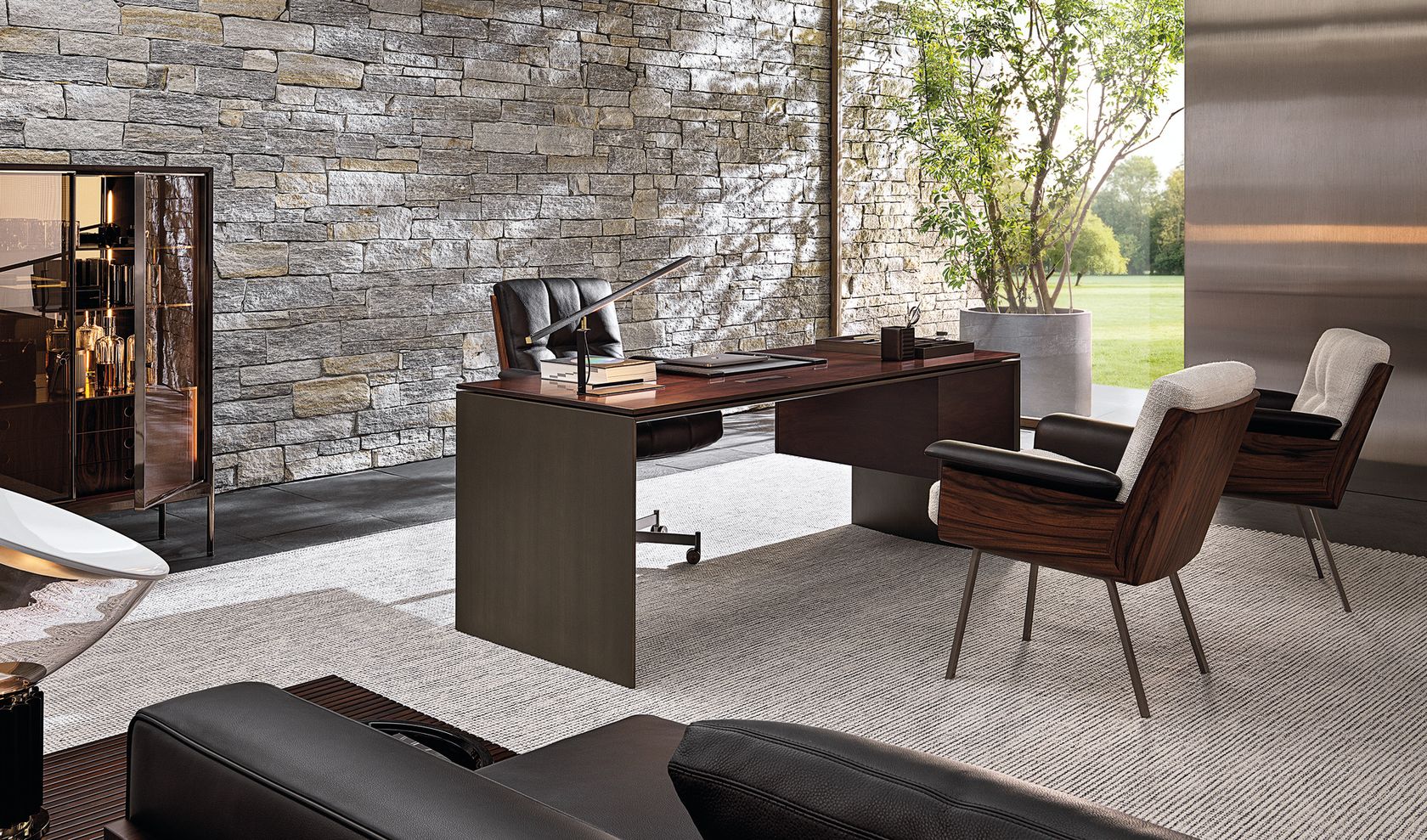 LINHA STUDIO Rectangular wooden writing desk with drawers By Minotti ...