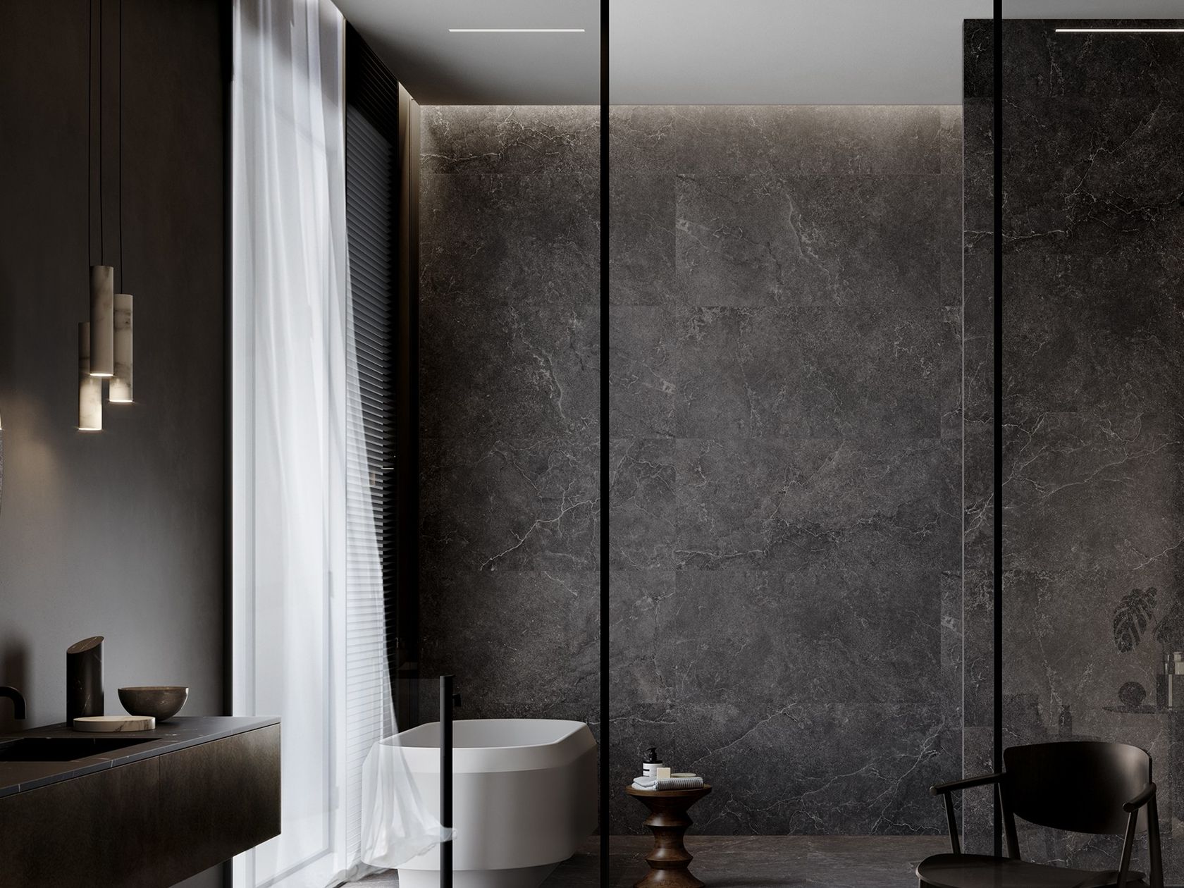 Porcelain stoneware wall/floor tiles with stone effect LITHOS CARBON Lithos Collection By COTTO ...