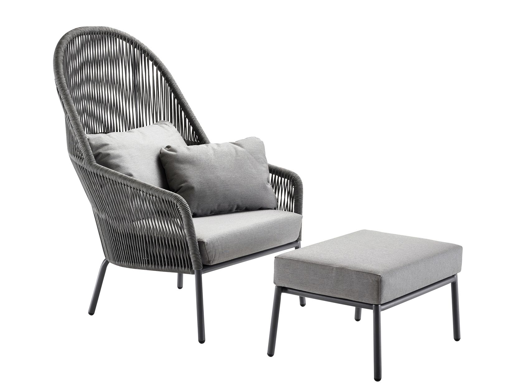 LOOP LOUNGE High-back aluminium garden armchair with armrests By ...
