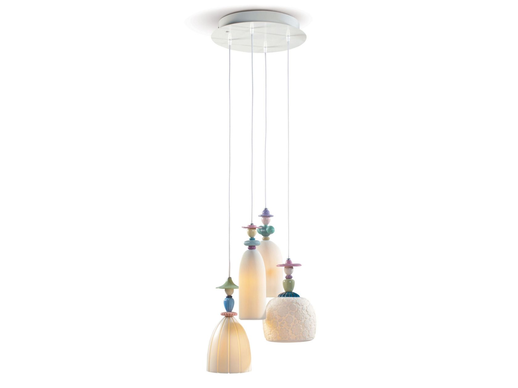 LED porcelain pendant lamp MADEMOISELLE 4 WALKING ON THE BEACH ...
