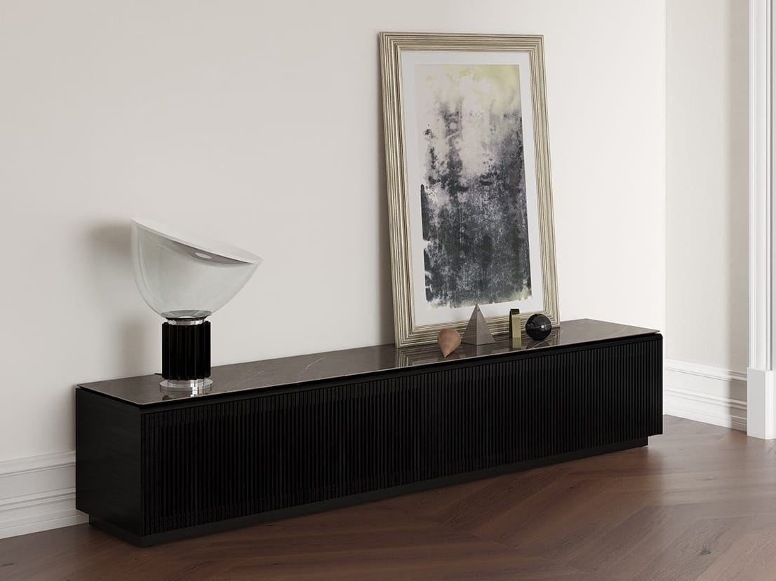 MALMÖ TECHNIC | TV cabinet Low wooden TV cabinet with flap doors By ...