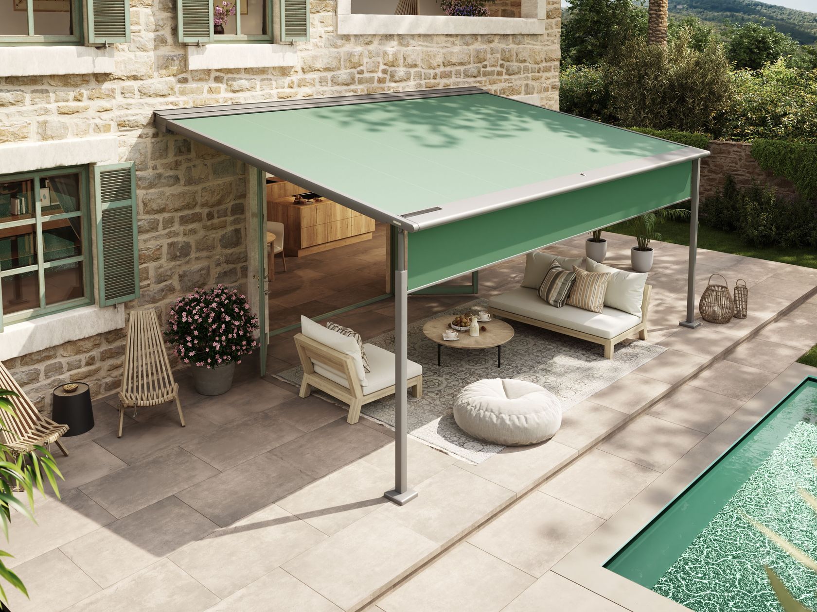 MARKILUX PERGOLA CUBIC Motorized box awning with guide system By markilux