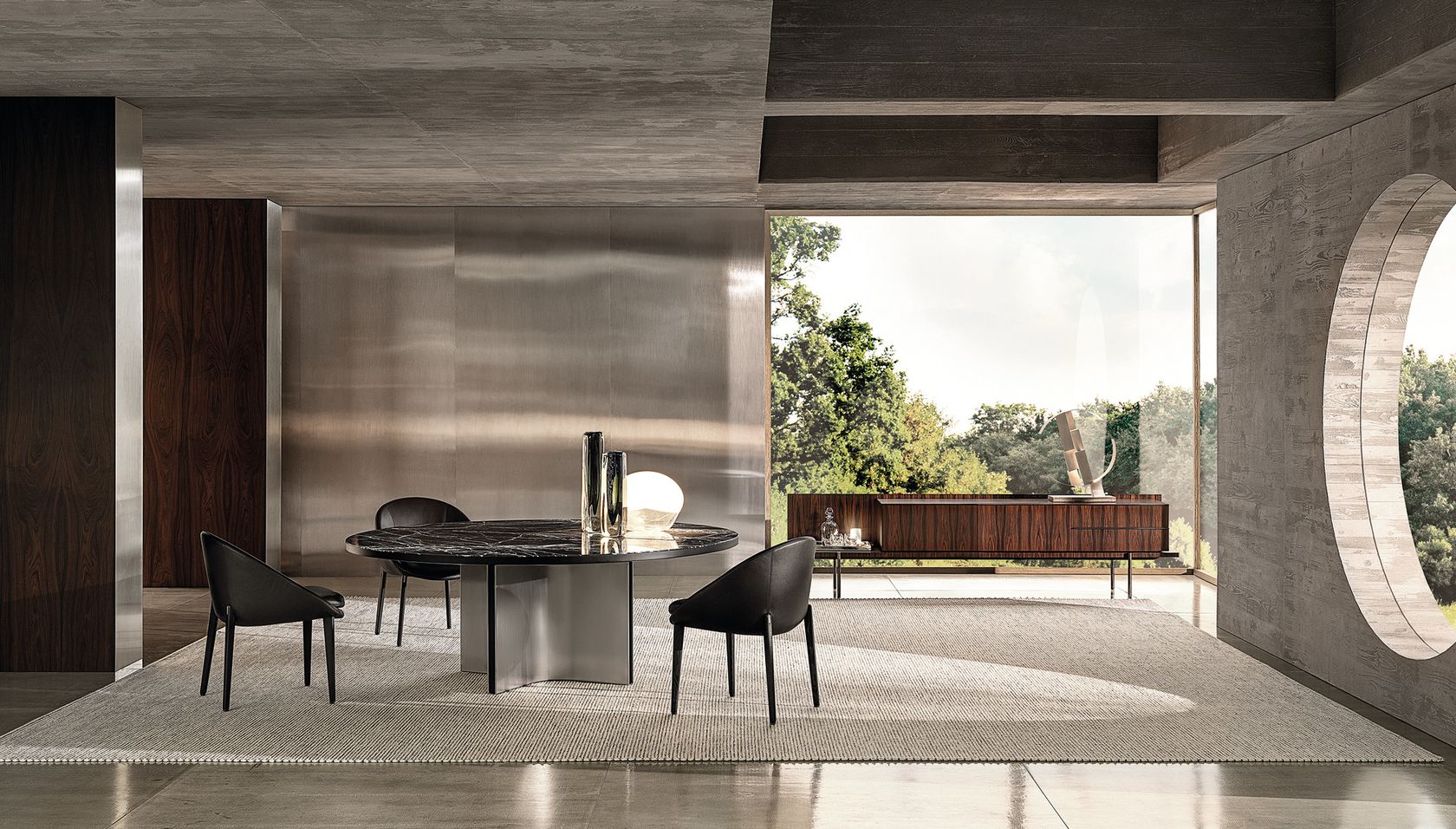 MARVIN Round marble dining table By Minotti | design Rodolfo Dordoni