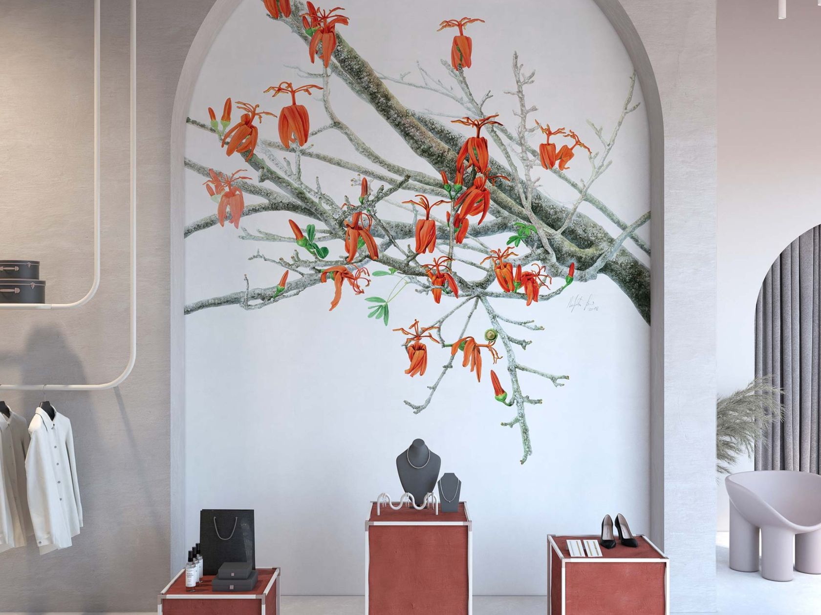 Nonwoven wallpaper with floral pattern MATA PAU Art Collections ...