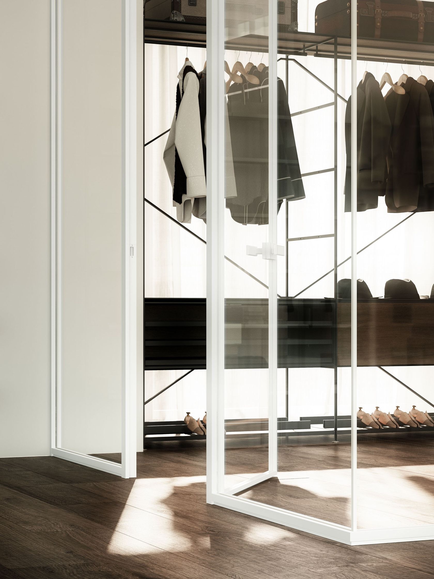 MIES SINGLE GLASS movable wall By ADL design Massimo Luca