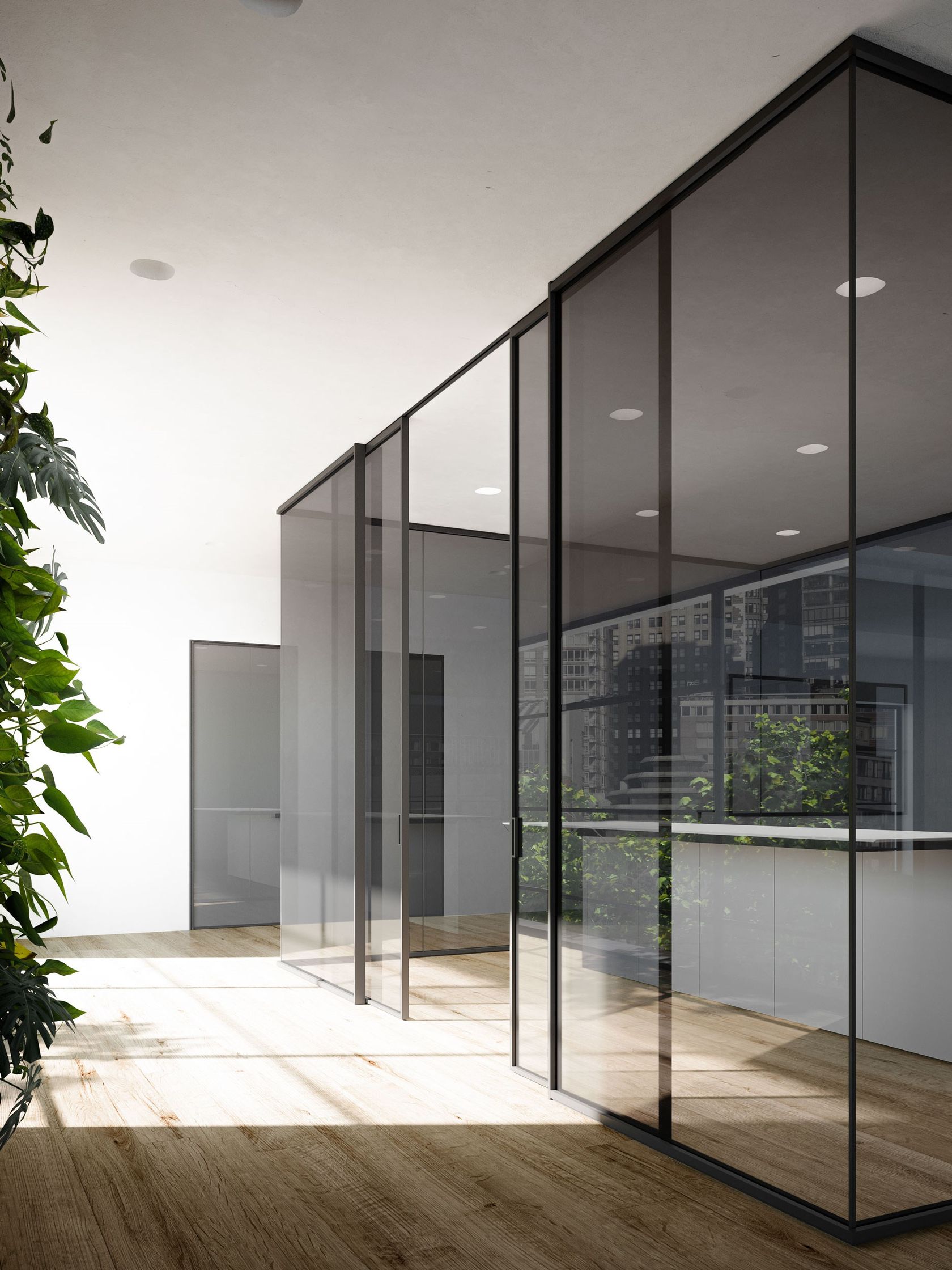 MIES SINGLE GLASS movable wall By ADL design Massimo Luca