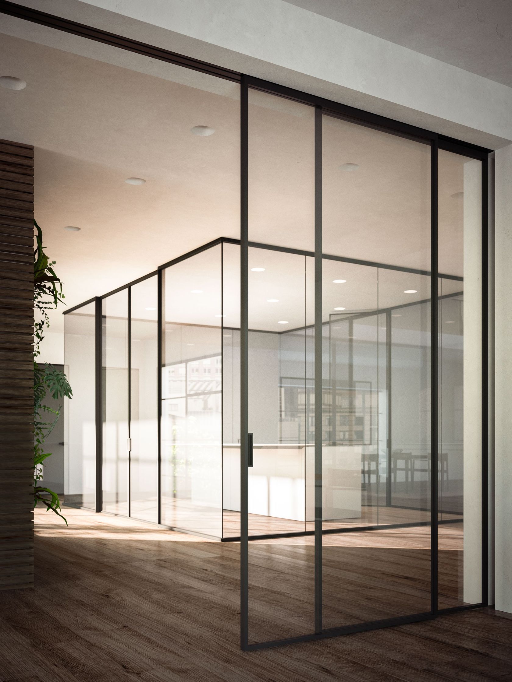 MIES SINGLE GLASS movable wall By ADL design Massimo Luca