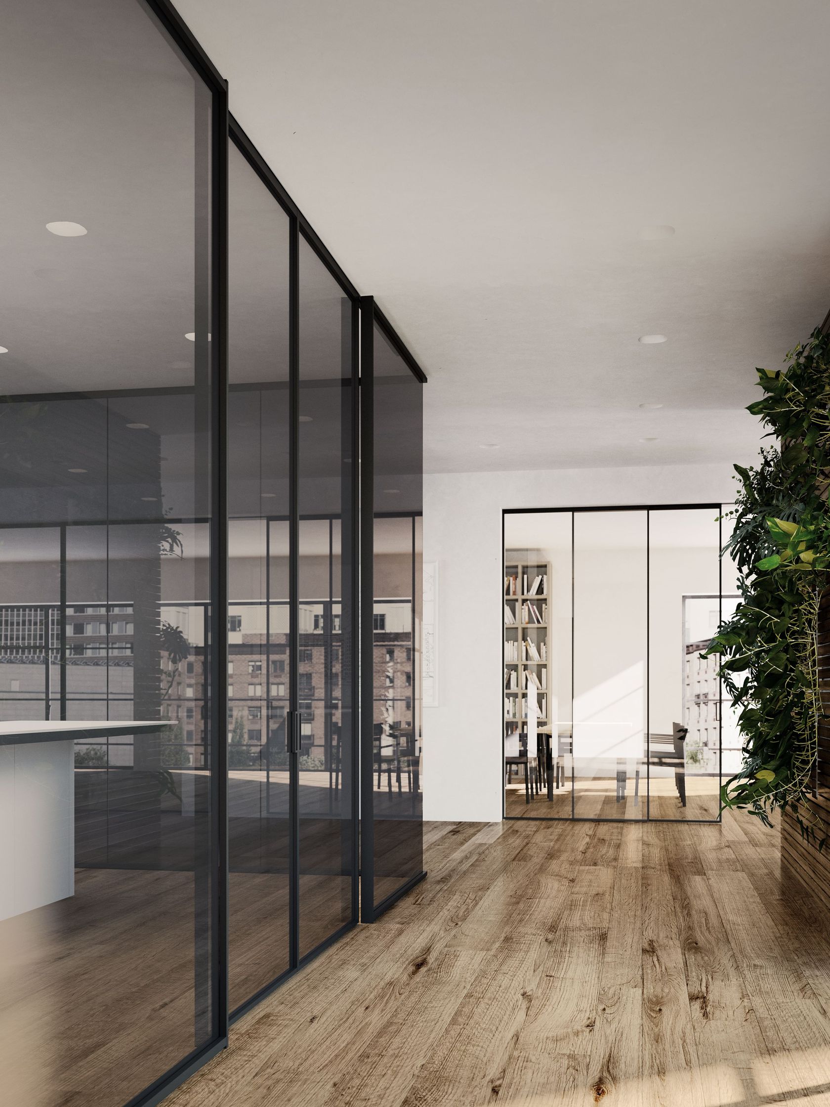 MIES SINGLE GLASS movable wall By ADL design Massimo Luca