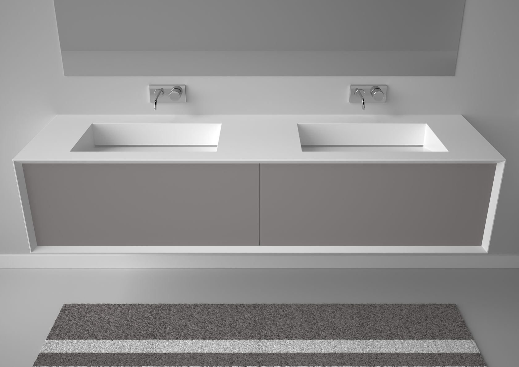 MILANO 180 | Double vanity unit Wall-mounted MDF vanity unit with 2 ...