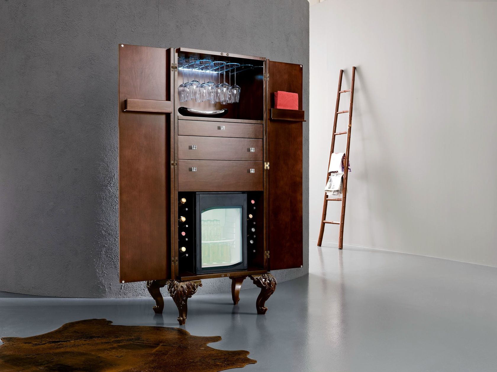 MINIMAL BAROQUE Wooden bar cabinet By Modenese Luxury Interiors
